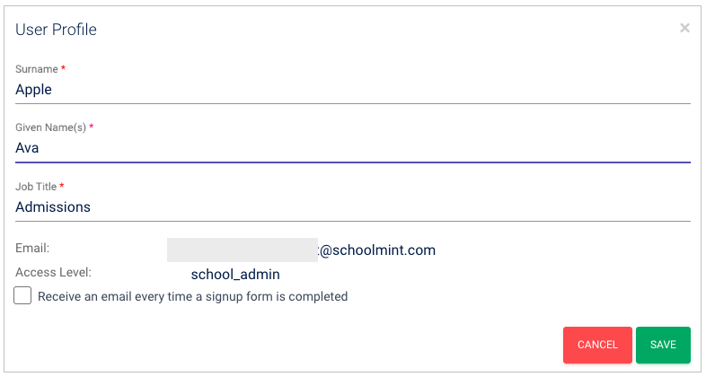Editing Your User Profile SchoolMint Connect